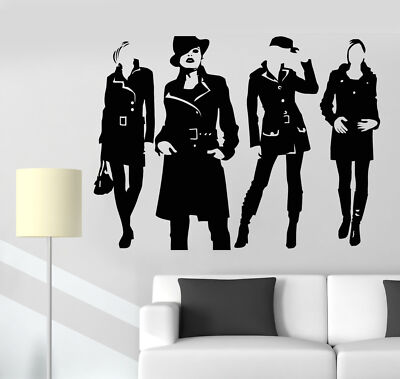 Vinyl Wall Decal Fashion Top Model Shopping Store Beautiful Girls ...