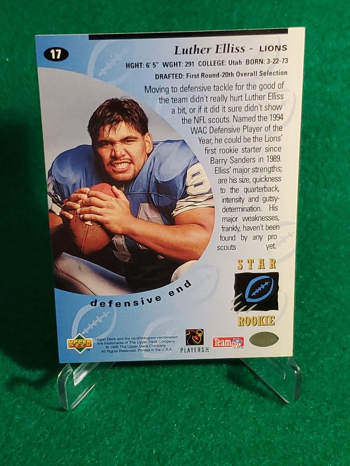 1995 Upper Deck Football Star Rookie #17 - Luther Elliss RC - Detroit ...