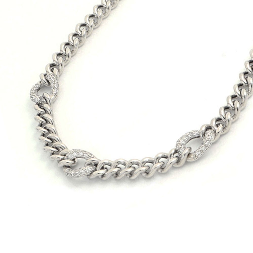Unoaerre Necklace Short Silver Chain Grumetta Embellished From Cubic ...