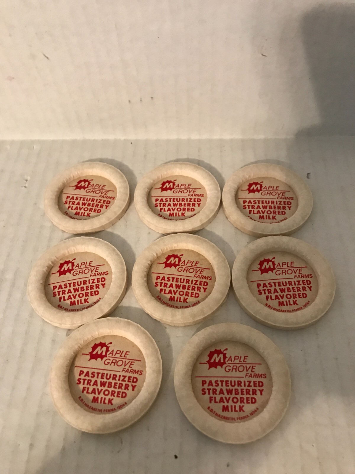 VTG. SET OF 8 MAPLE GROVE FARMS STRAWBERRY FLAVORED MILK CARDBOARD ...