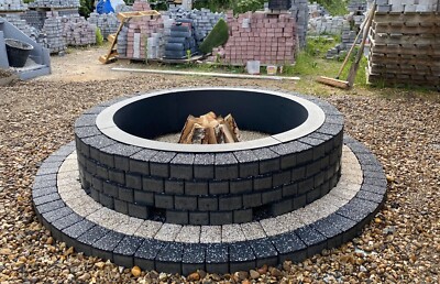 Rounded Fire Pit kit stone concrete bricks wood heater bbq fireplace ...
