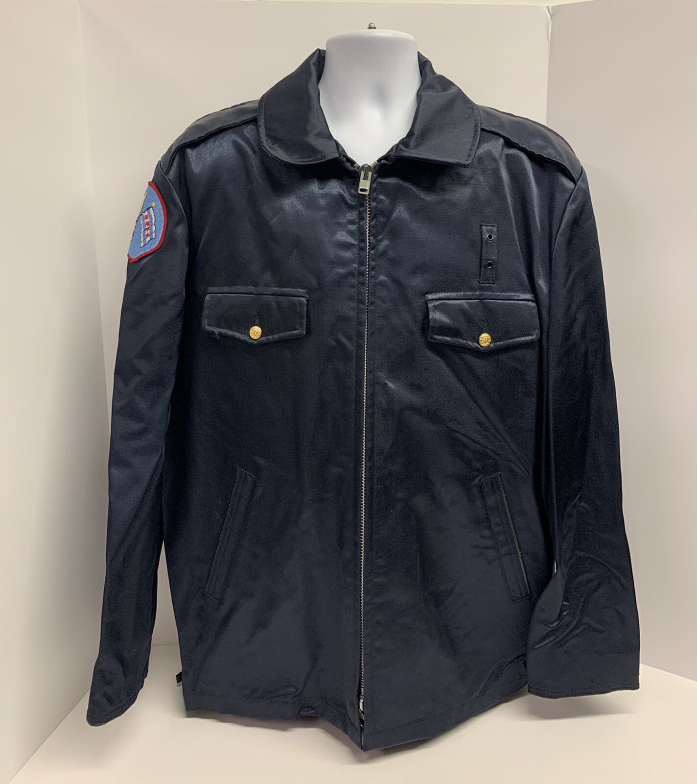 Fechheimer Jacket Navy Blue Jacket Size 46L American/Chicago Flag Patch ...