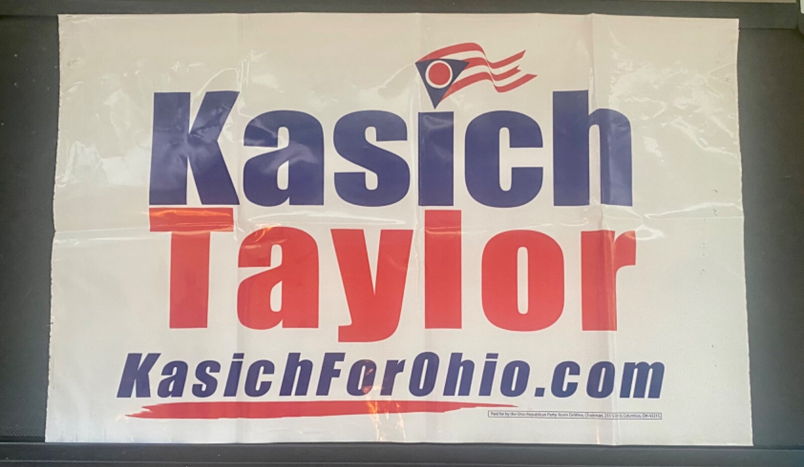 JOHN KASICH-MARY TAYLOR 2010 Governor/Lieutenant Gov Ohio yard sign ...