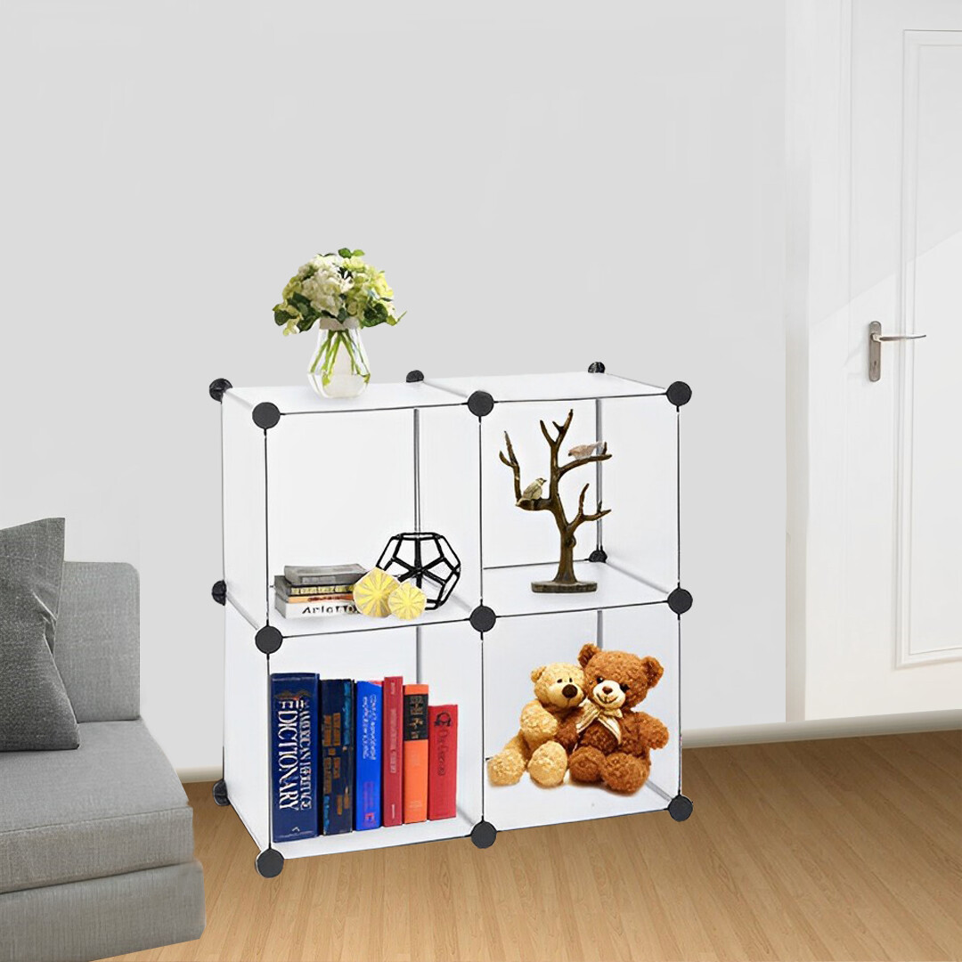 SOGA Transparent Shelf Box Portable Cubby DIY Storage Shelves 4-Cube | eBay