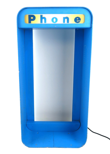 Vintage Aluminum Blue Pay Phone Booth Telephone Enclosure w/ Working ...