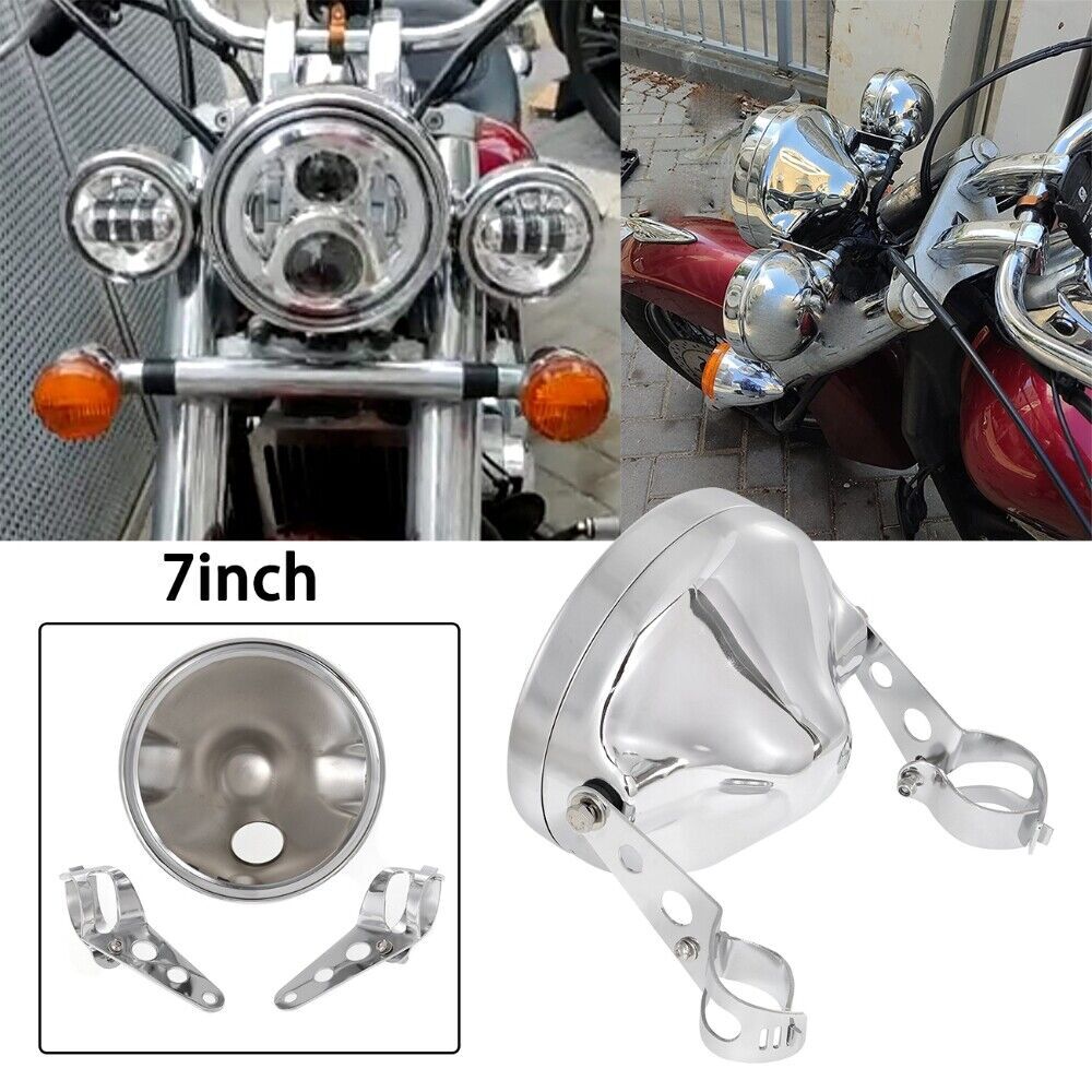 7'' Round Motorcycle Headlight Housing Head Lamp Shells For Harley ...