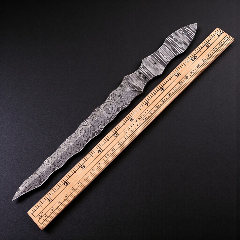 CUSTOM HAND FORGED DAMASCUS STEEL BLANK TRI BLADE DAGGER KNIFE UU 65 | eBay