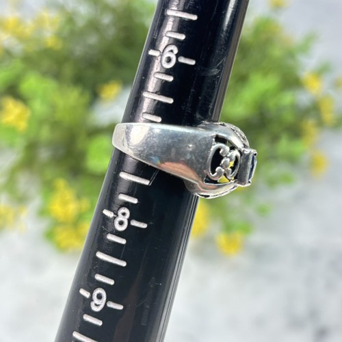 Vtg Size 7 Sterling Silver 925 FAS Faceted Blue Crystal Open Dome Band ...