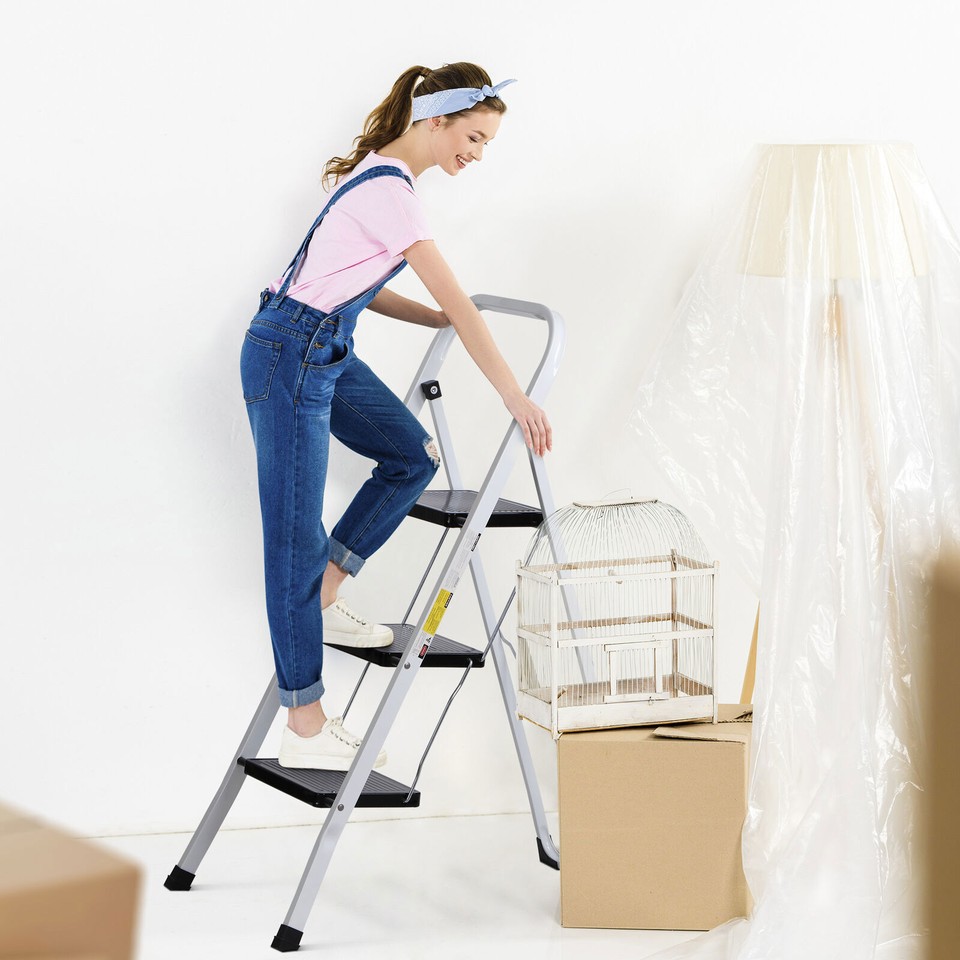 Step Ladder 2/3/4 Folding Lightweight Step Ladder with Wide Anti-slip ...