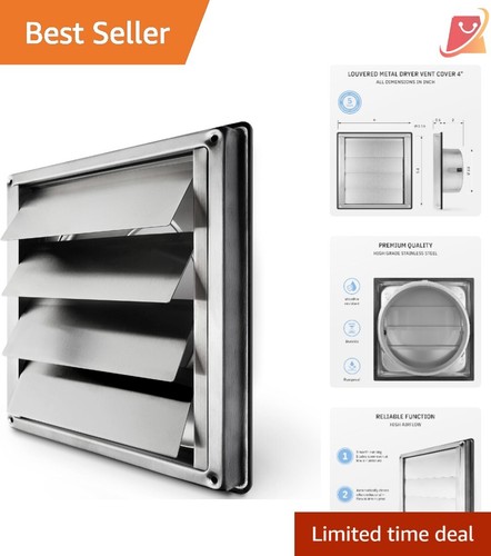Dryer Vent Cover Stainless Steel 4" Flap Guard Outdoor for Metal Ducts ...