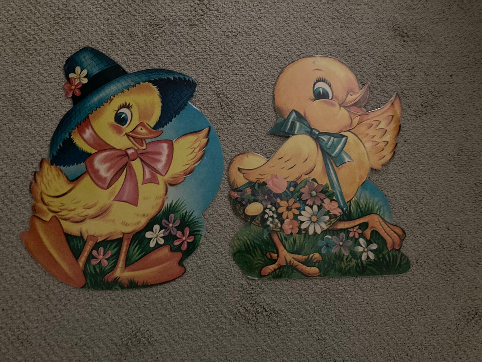 VTG Lot of 2 Large Easter Chick Easter Duck Bulletin Board Laminated ...