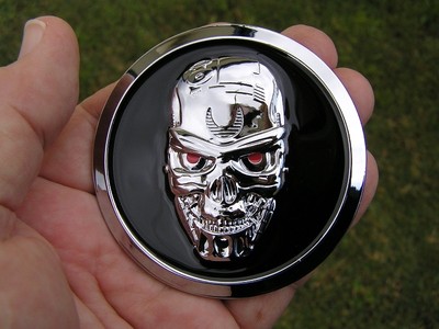 Terminator Car Bike Emblem Black Chrome Metal Badge | Universal Fitment ...