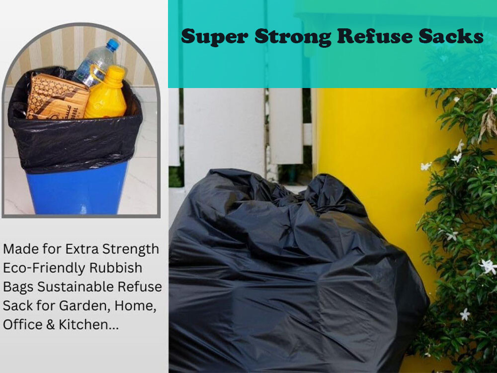 Tidyz Super Strong Drawstring Refuse Sacks Black Bin Liners 100L - 10 ...