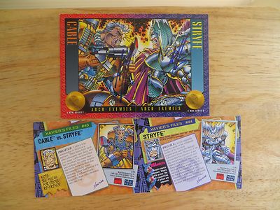 2 1993 SKYBOX MARVEL X-MEN II CABLE vs STRYFE CARDS SIGNED ART THIBERT ...