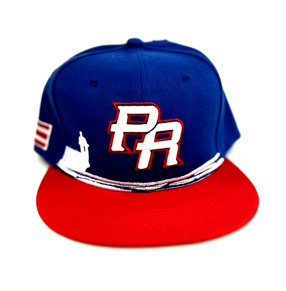 PUERTO RICO GARITA PR 3D FLAG WAVES ALL EMBROIDERED BLUE CAP HAT ...