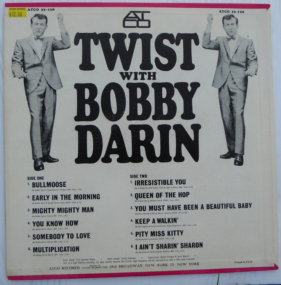 Bobby Darin, "Twist with Bobby Darin" Original LP (ATCO-33-138, 1961) | eBay
