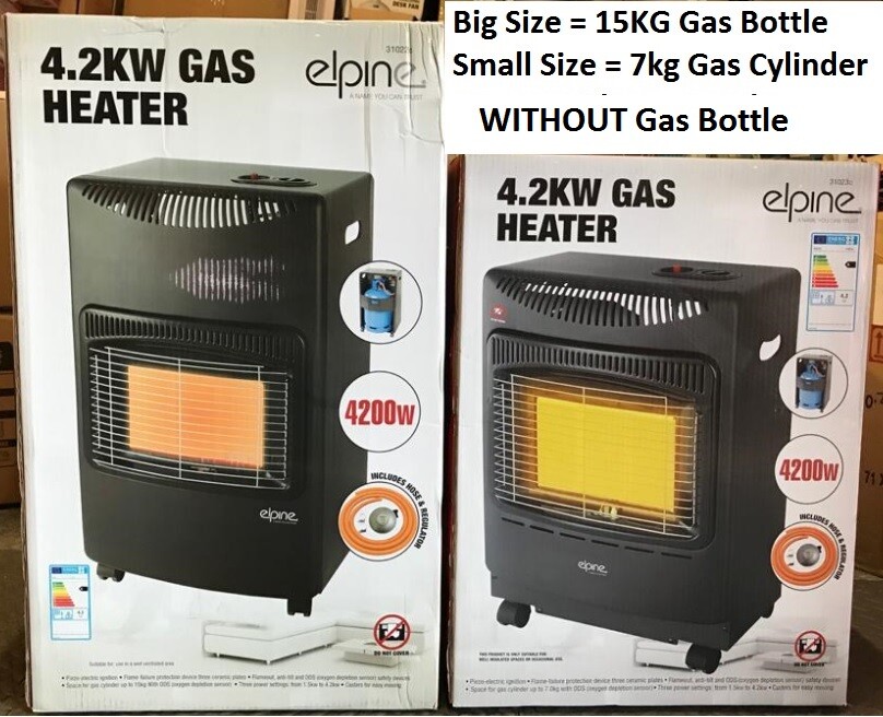 Large / Medium 4.2KW CALOR GAS PORTABLE CABINET HEATER BUTANE REGULATOR ...