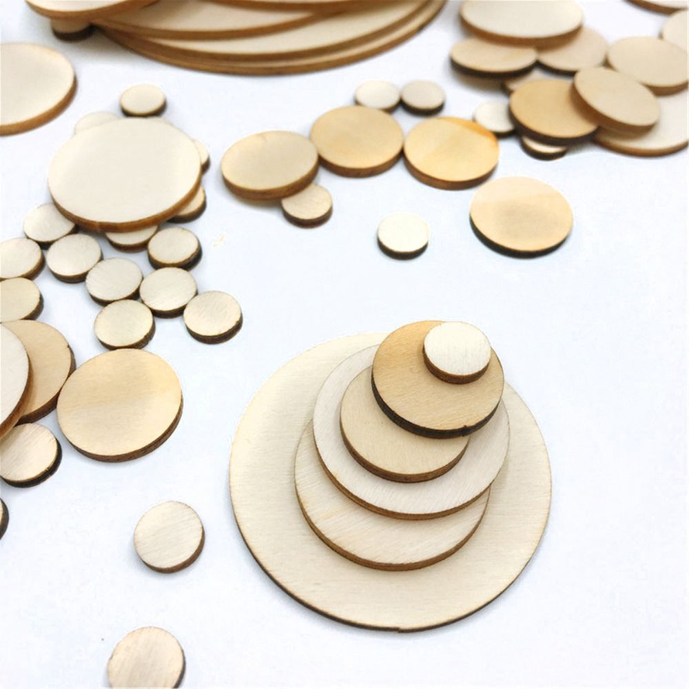 5-100x Unfinished Round Wood Discs Xmas 1-10cm DIY Crafts Wooden Circle ...