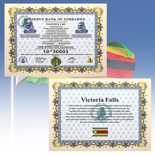 Zimbabwe One Myrillion Containers Paper Certificate with UV Banknote ...
