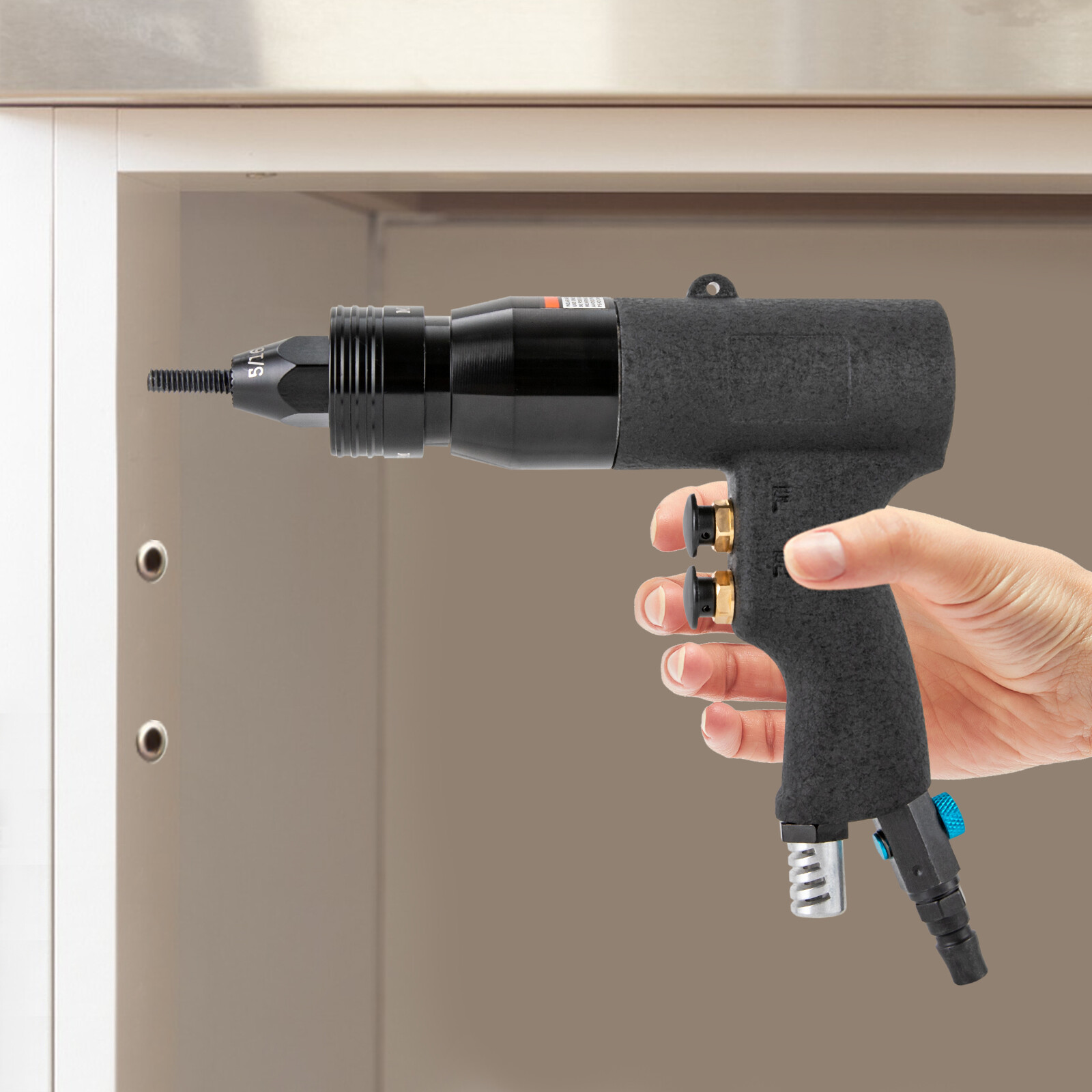 Pneumatic Rivnut Setting Gun Rivet Nut Gun w/10-24", 1/4", 5/16", 3/8 ...