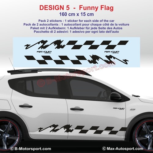 Autocollant pour Sandero sticker bande DAMIER RACING ref:2201-5 | eBay