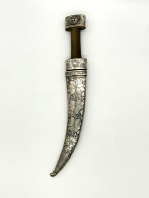 IRAQI NIELLO SILVER MOUNTED KURDISH DAGGER (JAMBIYA) ISLAMIC ANTIQUES ...