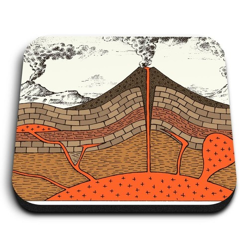 Square MDF Magnets - Volcano Diagram Geology #12904 | eBay UK