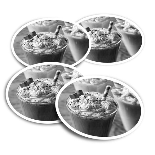 4x Round Stickers 10 cm - BW - Milkshakes Cafe Restaurant Cinema #42793 ...