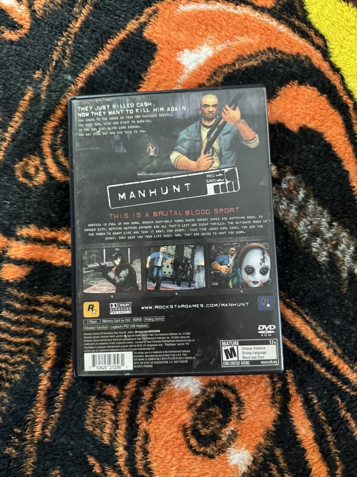 Manhunt ( PlayStation 2, PS2,2003) Game and Case - TESTED 710425272561 ...