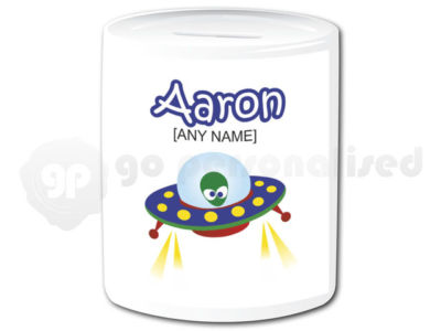 Personalised Ceramic Money Box- Spaceship Alien Design | eBay UK