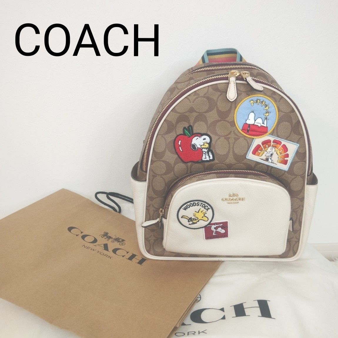 COACH Snoopy Backpack Signature Off White Gold Ladies… - Gem