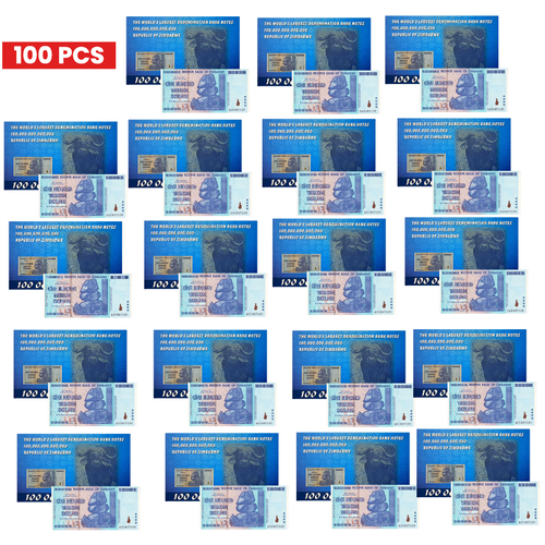 Collectible UNC Banknote 100X Zimbabwe 100 Trillion Dollars +Protective ...