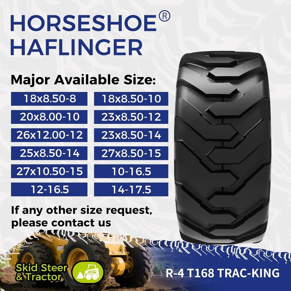 2 New 27x10.50-15 Skid Steer Tires 12PR HAFLINGER Heavy Duty Rim Guard ...