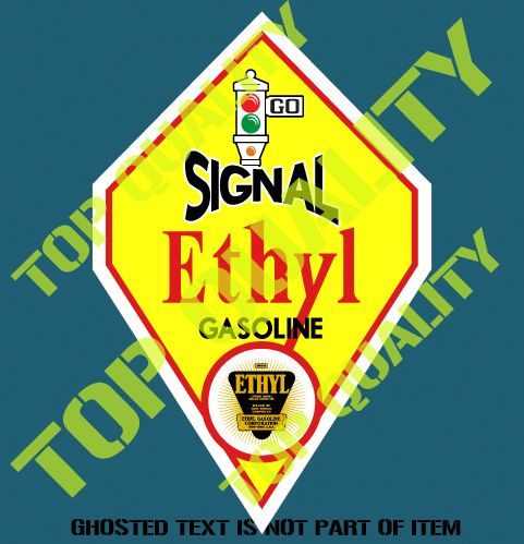 SIGNAL ETHYL MOTOR OIL Decal Sticker Vintage Americana Hot Rod Rat Rod ...