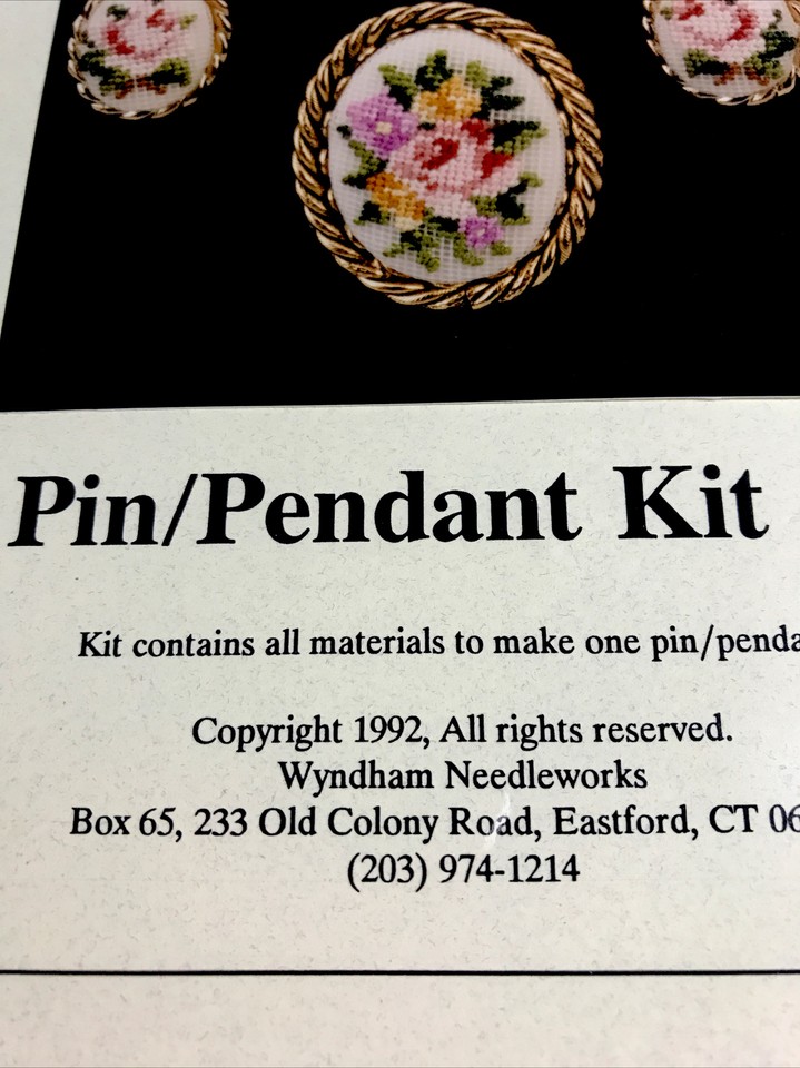 Rare Wyndham Designs Cross Stitch Pin Pendant Brooch Jewelry Kit #1 New ...