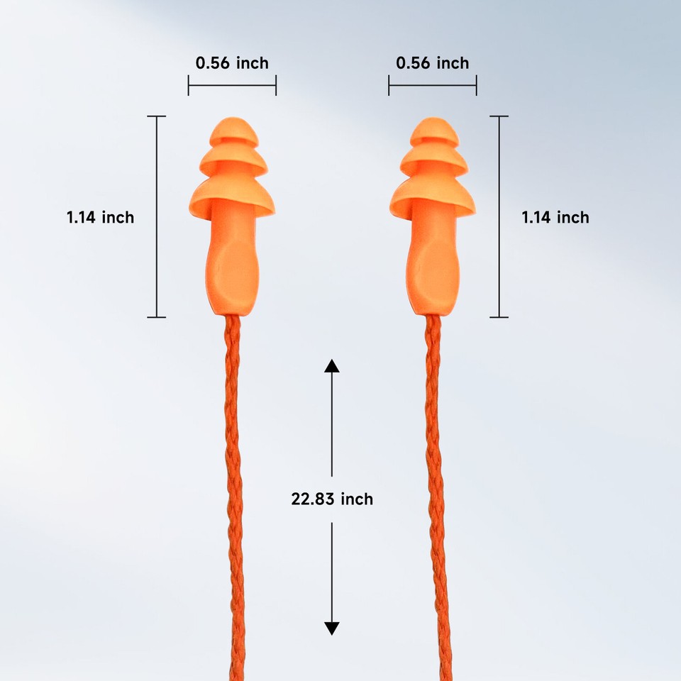 Soft Silicone Corded Ear Plugs Reusable Shooting Hearing Protection ...