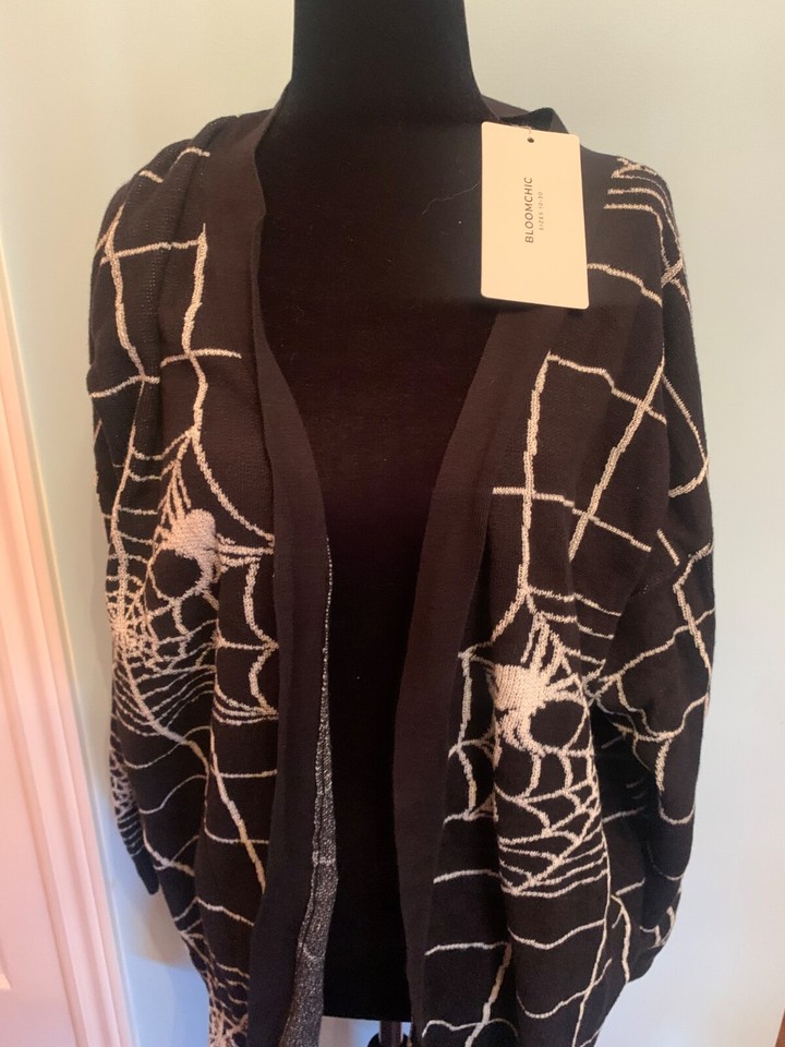 BloomChic Halloween Supersoft Essentials Spider Web Print Cardigan In ...