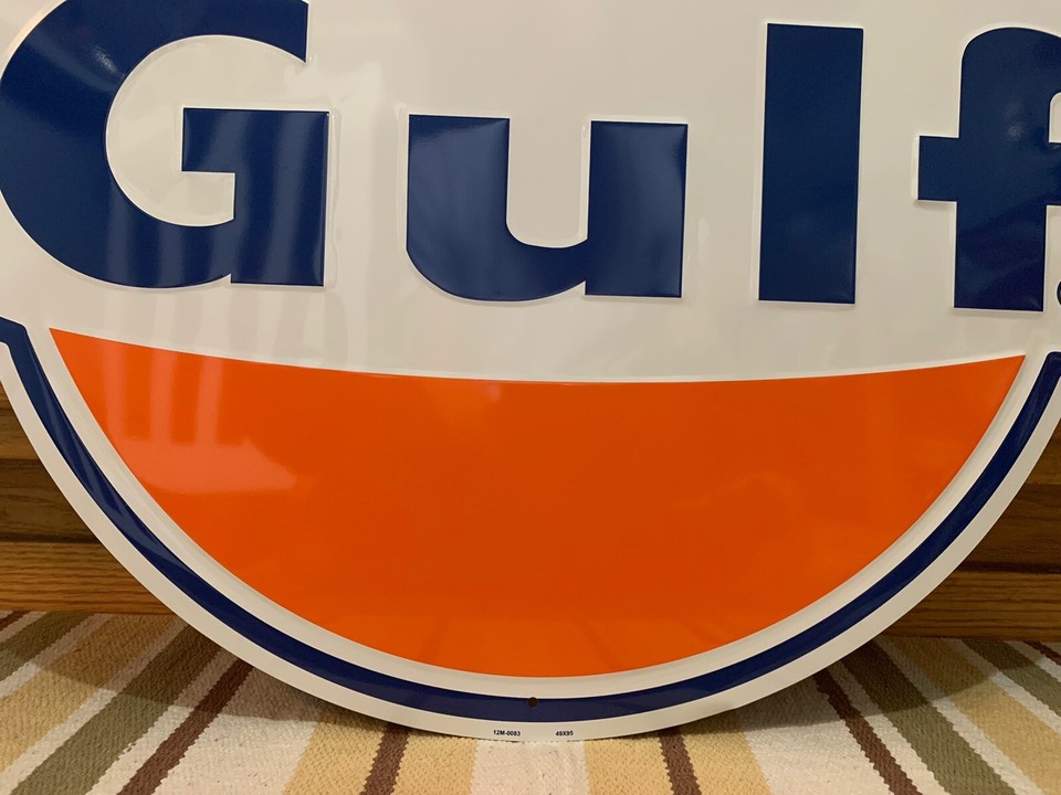 Gulf Gasoline Metal Sign Garage Vintage Style Wall Decor Tools Oil Bar ...