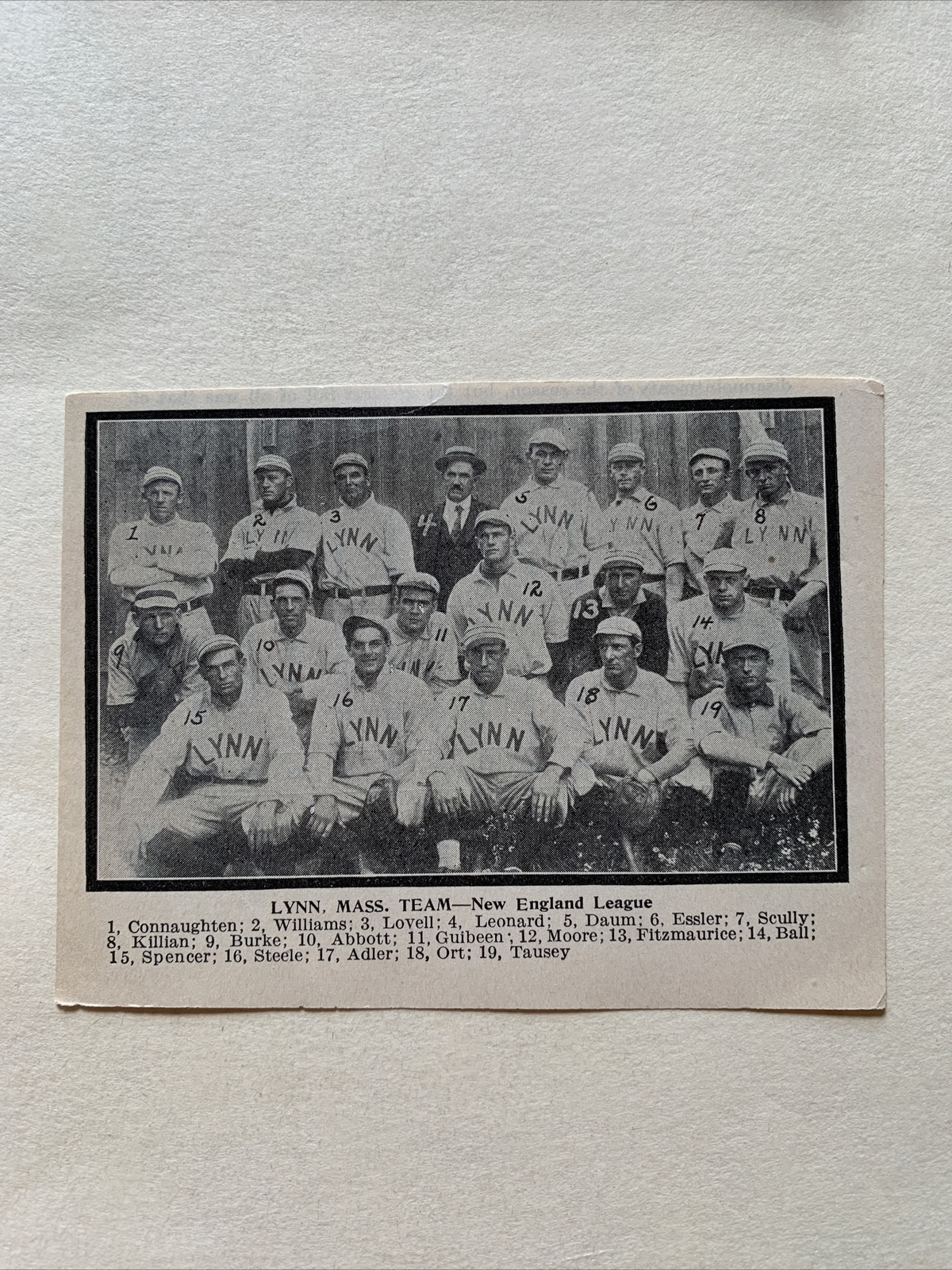 Lynn Shoemakers Elmer Steele Frank Connaughton 1907 Baseball Team ...