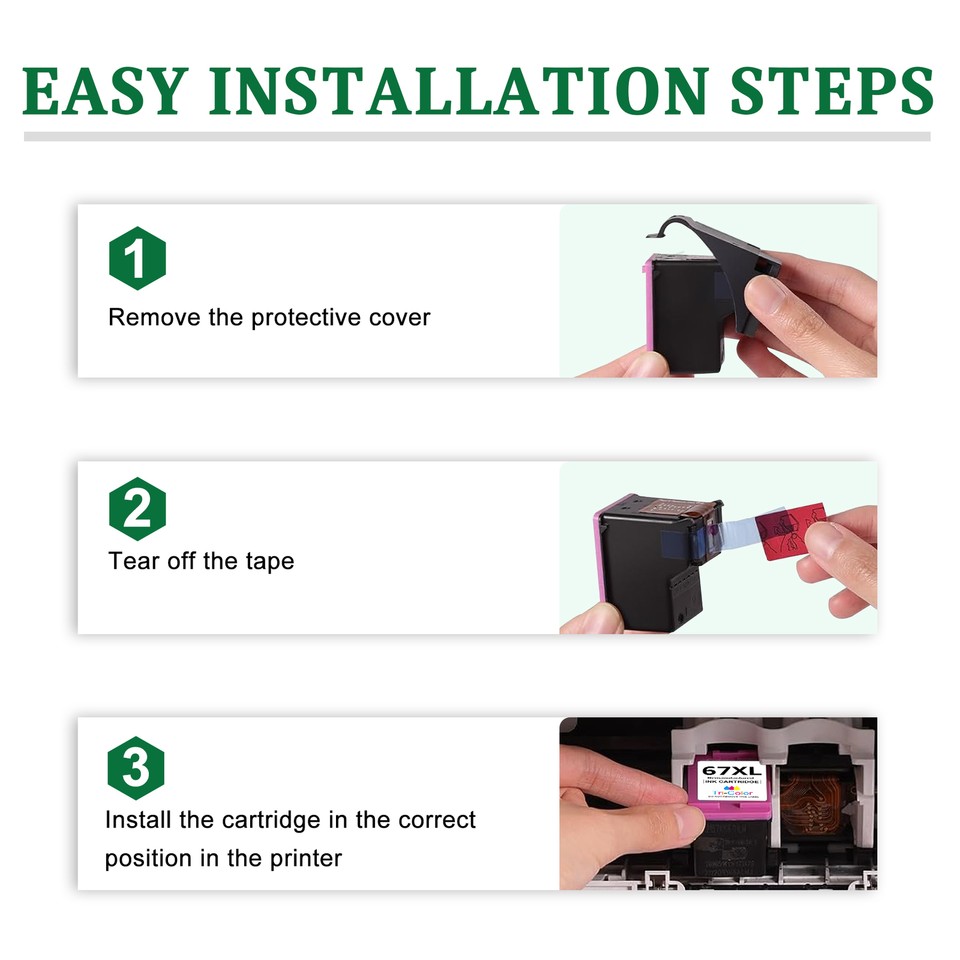 67xl Ink Cartridges for HP 67 Ink Deskjet 2700 2755 4155 Envy 6000 6055 ...