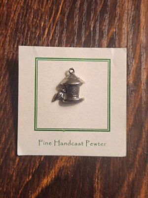 VINTAGE JIM CLIFT HAND CAST PEWTER BIRD ON BIRD FEEDER LAPEL PIN ( NEW ...