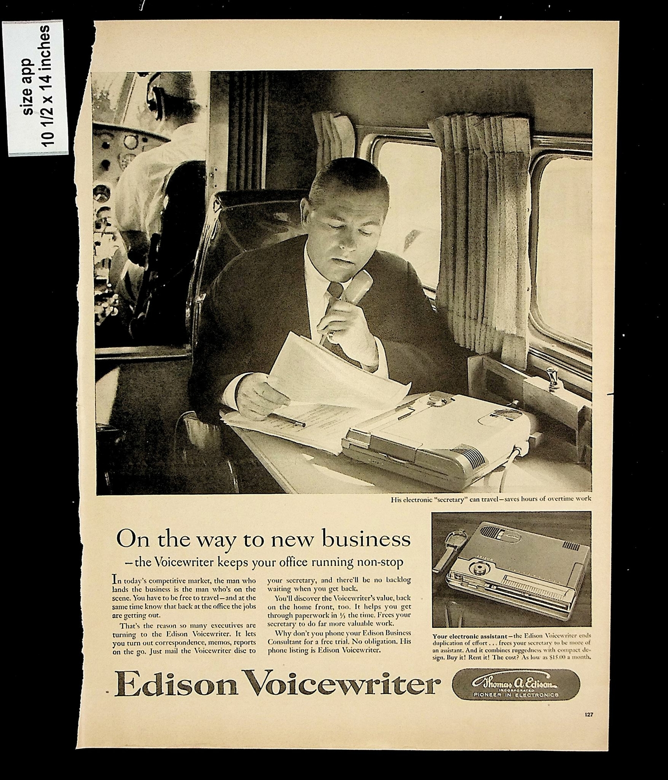 1956 Edison Voicewriter Thomas a Edison Voice Recorder Vintage Print Ad ...