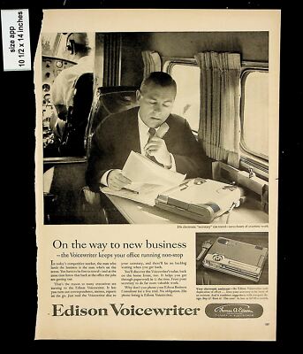 1956 Edison Voicewriter Thomas a Edison Voice Recorder Vintage Print Ad ...