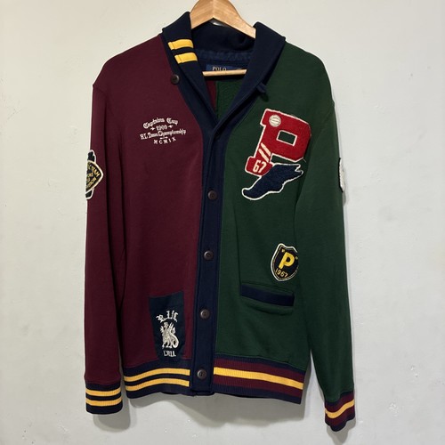 Polo Ralph Lauren Jumper Mens Large P Wing Cardigan Varsity Letterman ...