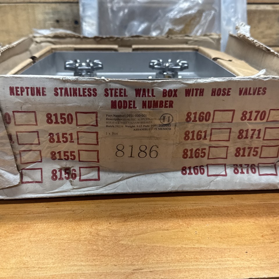 Acorn Model 8186 Neptune Stainless Steel Wall Box With Hose Valves New ...