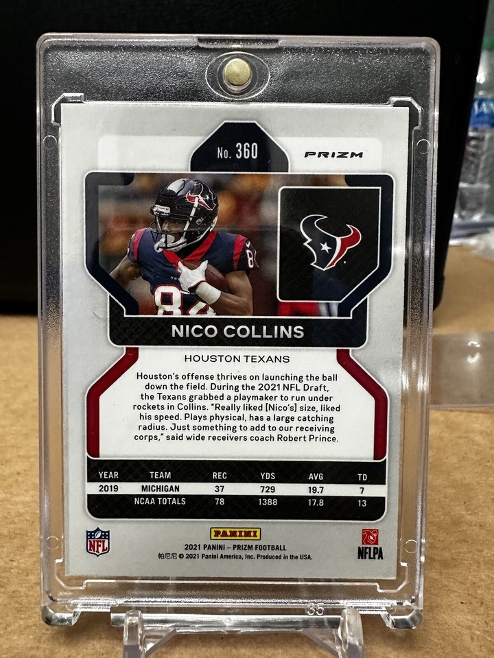 NICO COLLINS 2021 Prizm #360 ORANGE LAZER PRIZM SP Rookie RC Houston ...