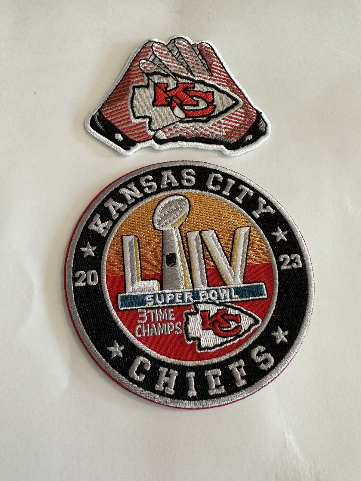 (2)-Kansas City Chiefs vintage embroidered iron on patches 4"x 4" & 3.5 ...