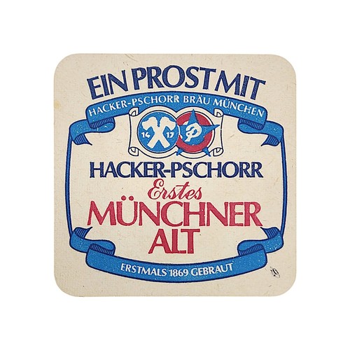 Hacker-Pschorr Beer Coaster Erstes Munchner Alt Reverse Vintage | eBay ...