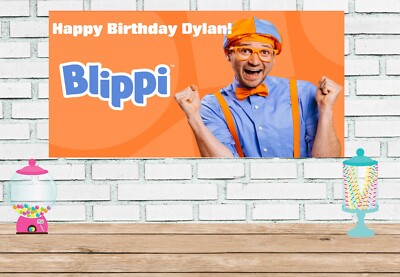 3x6 feet Blippi Personalized vinyl Birthday Banner | eBay