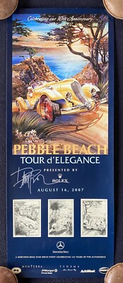 SIGNED Pebble Beach Concours 2007 Rolex Tour Poster Duesenberg MORMON ...